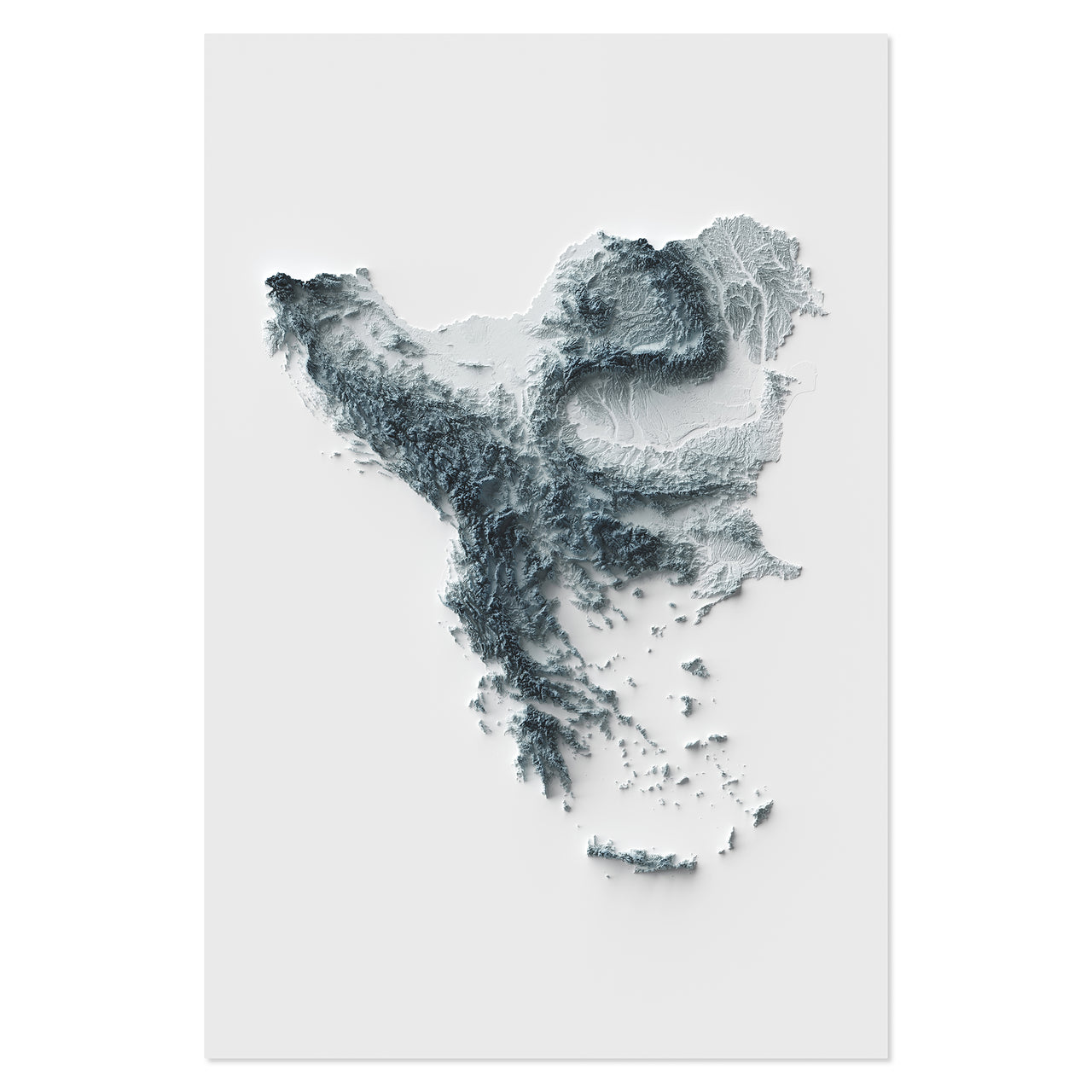 Elevation Map of Balkan Peninsula | Minimalist Style – East Of Nowhere