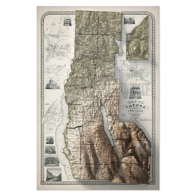 Elevation Map of Cayuga County | 1853 Vintage – East Of Nowhere