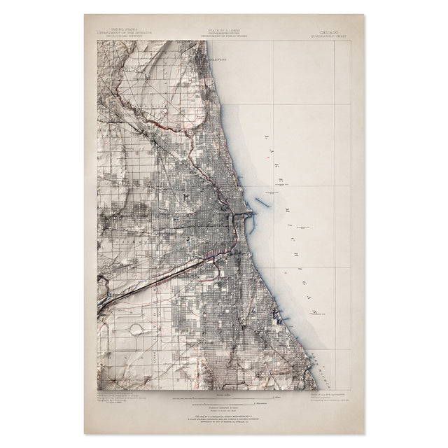 Elevation Map of Chicago | 1901 Vintage – East Of Nowhere