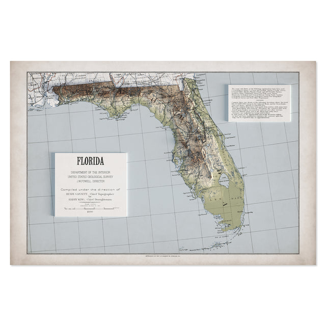 Elevation Map of Florida | 1890 Vintage – East Of Nowhere