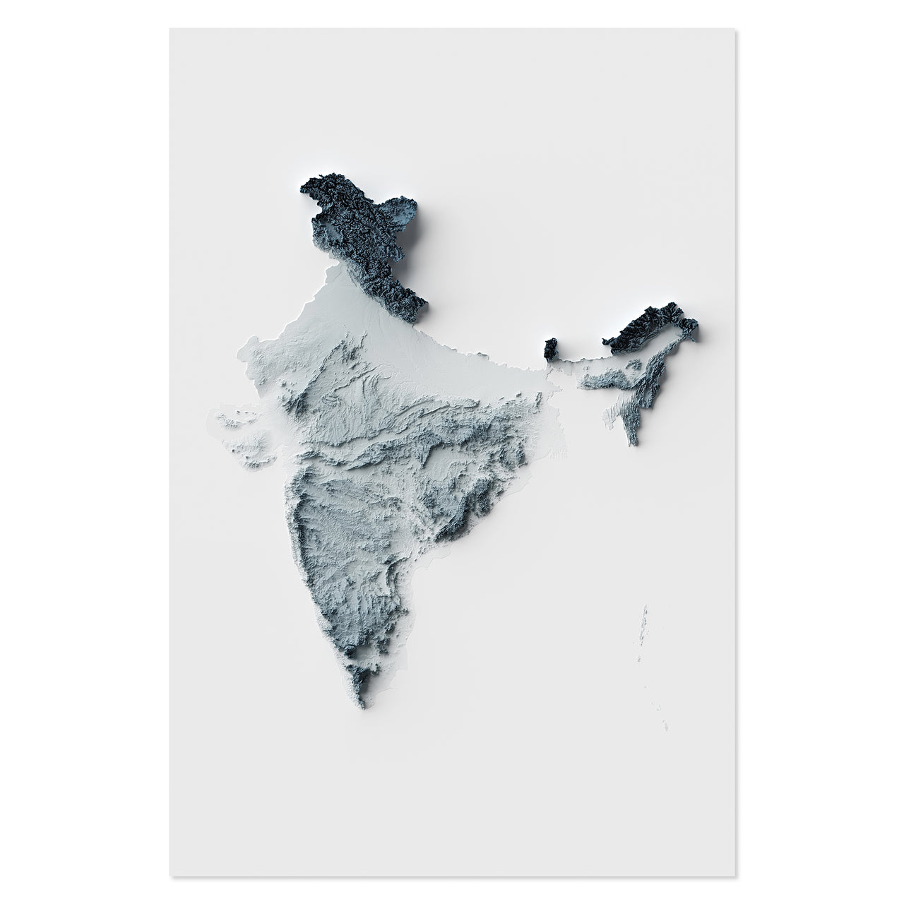 Elevation Map of India | Minimalist Style – East Of Nowhere