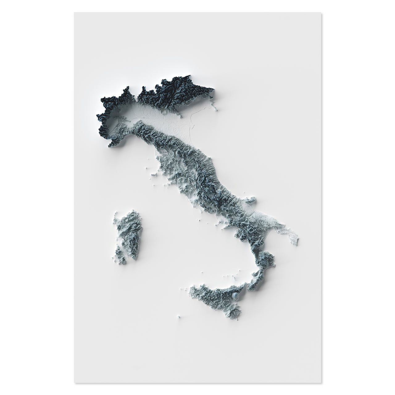 Elevation Map of Italy | Minimalist Style – East Of Nowhere