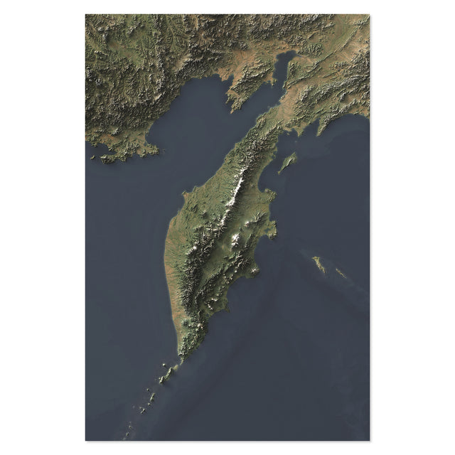 Elevation Map of Kamchatka Peninsula | Satellite Imagery – East Of Nowhere