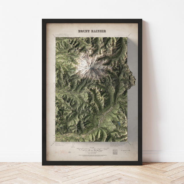 Elevation Map of Mount Rainier, WA | 1925 Vintage – East Of Nowhere
