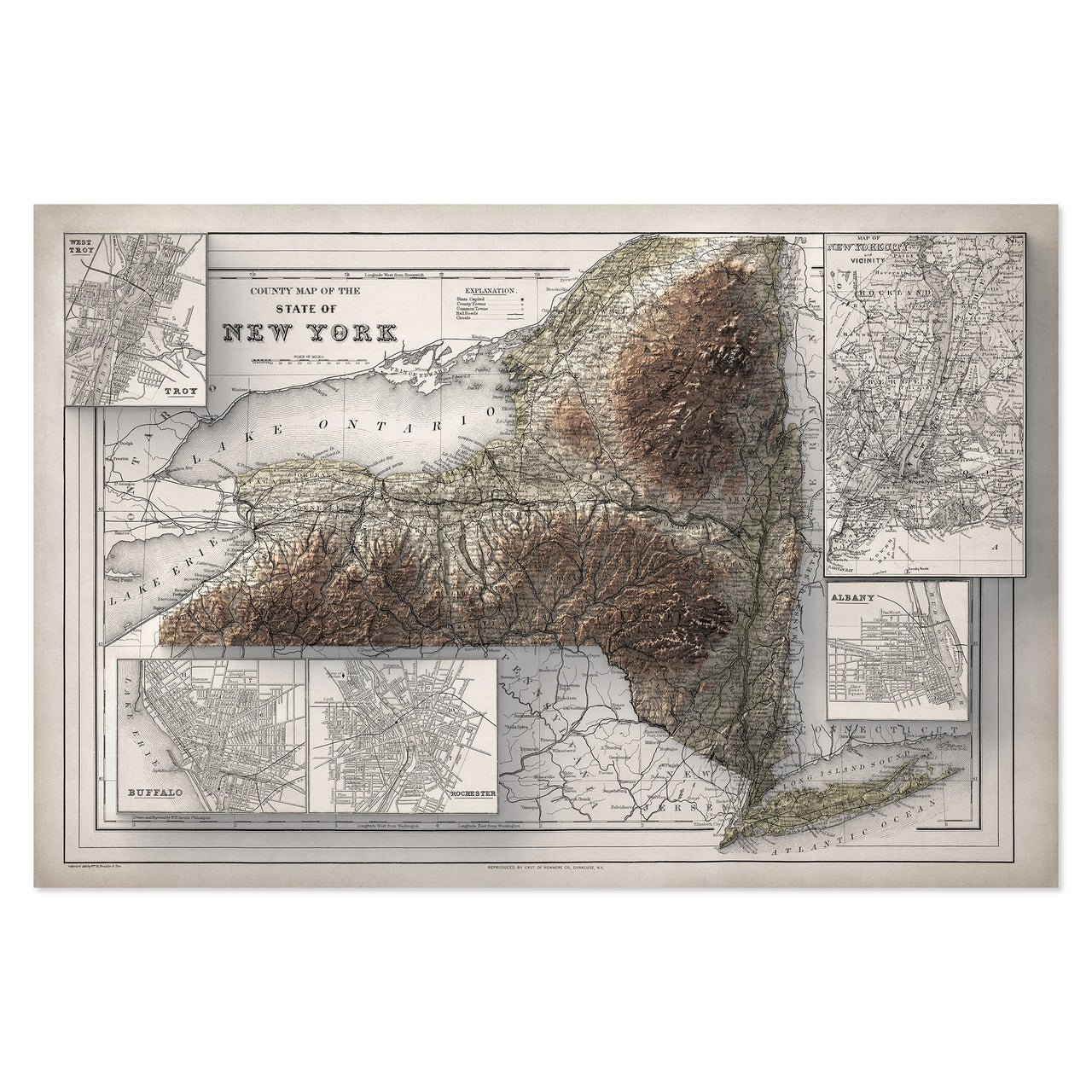 Elevation Map of New York | 1886 Vintage – East Of Nowhere