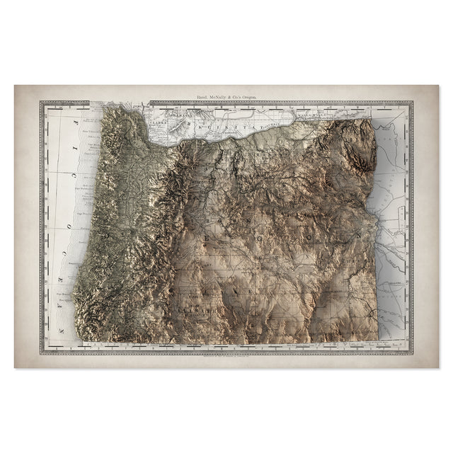 Elevation Map of Oregon | 1889 Vintage – East Of Nowhere