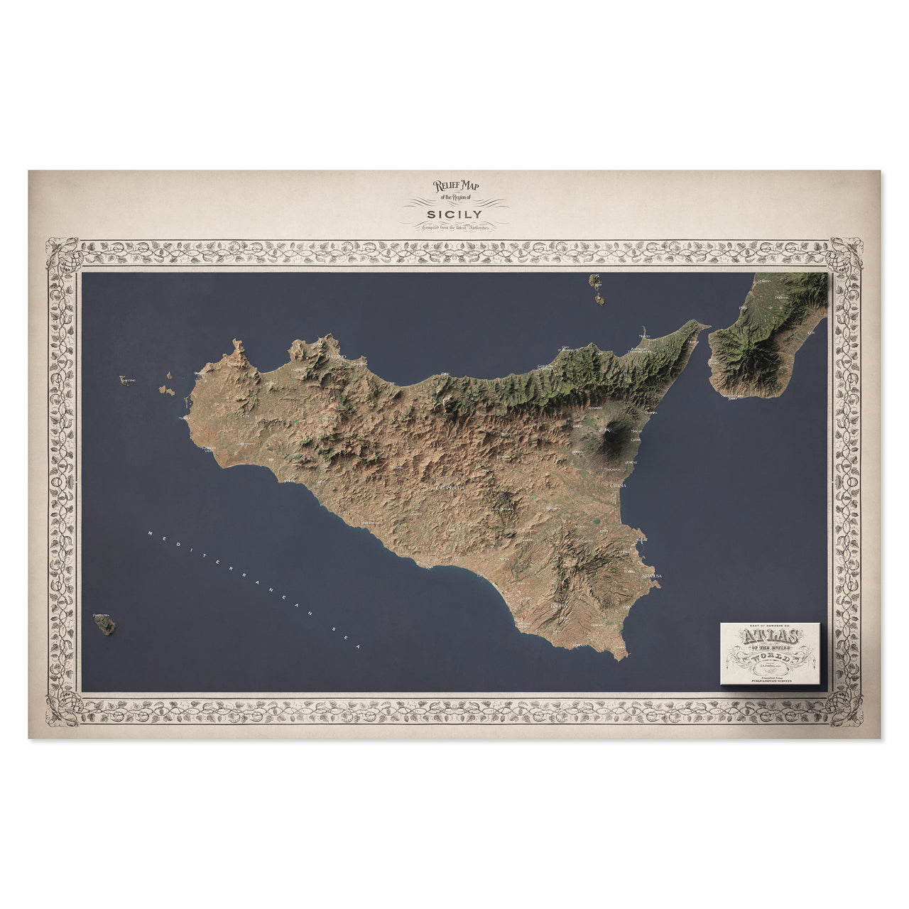 Elevation Map of Sicily | EON Topographic Atlas – East Of Nowhere