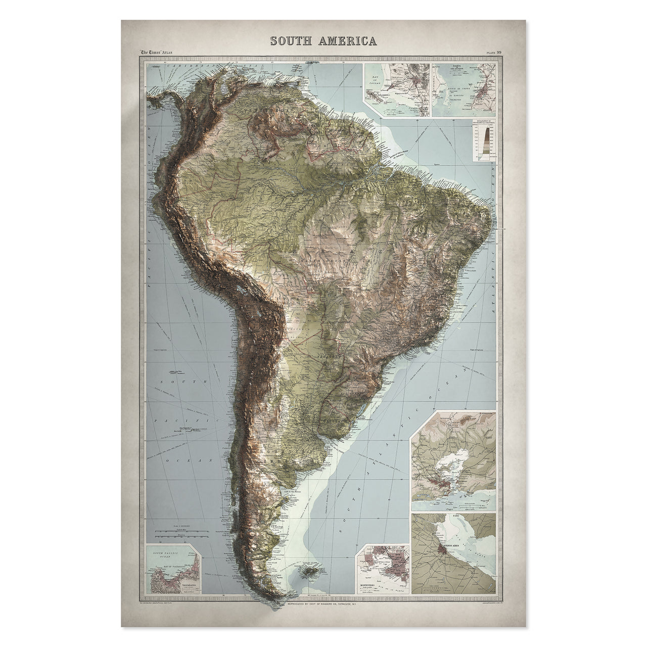 Elevation Map of South America | 1922 Vintage – East Of Nowhere