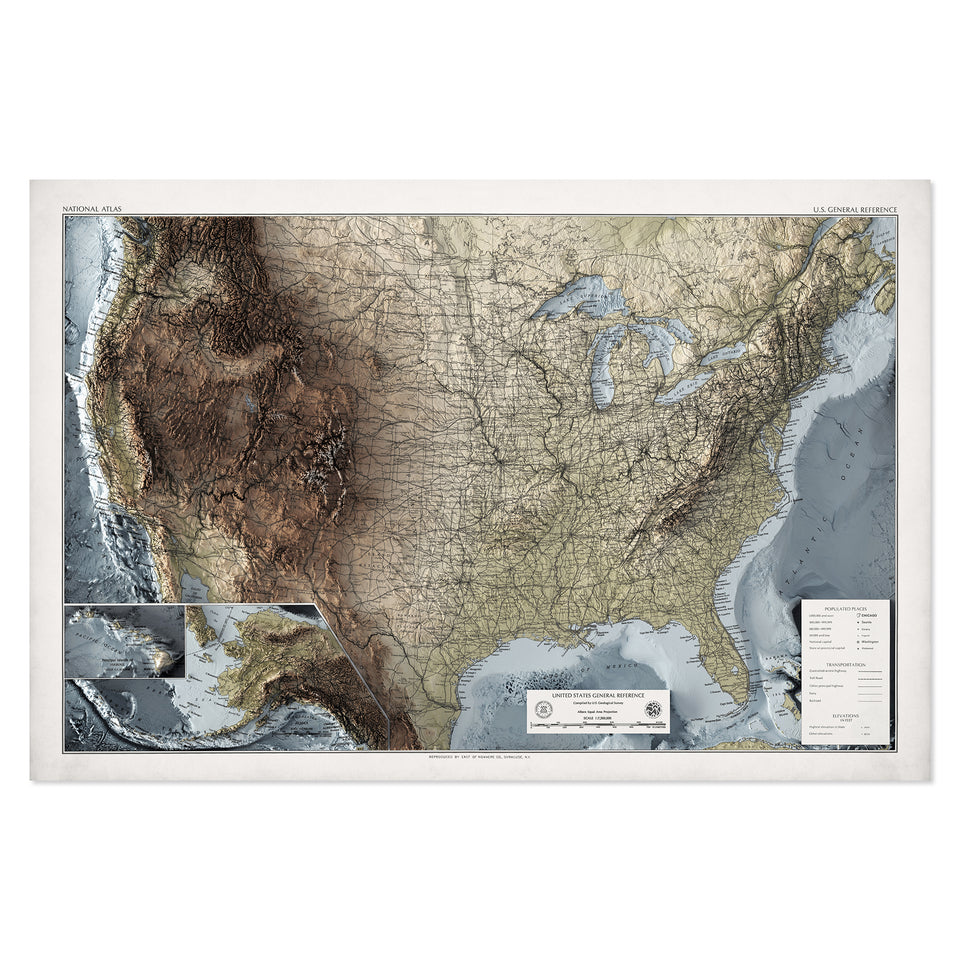 Elevation Map of United States | 1970 Vintage – East Of Nowhere